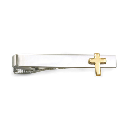 Polished Tie Bar with Gold Cross (BTB-043-R) – Kelly Waters Inc.